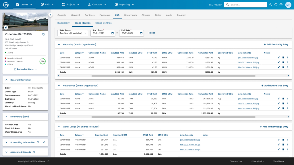 ESG Reporting Tool: Sustainability Management | Visual Lease